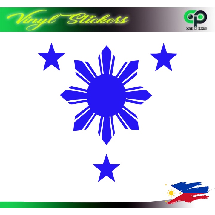 Philippine symbol 3 stars and a sun 001 Makabayan Vinyl Sticker For ...