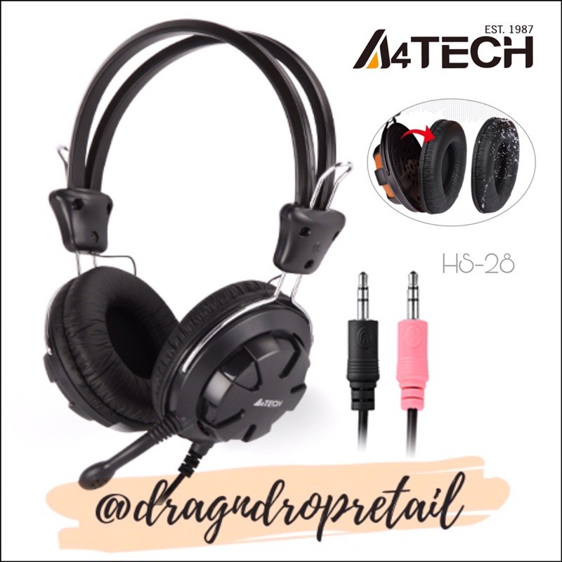 A4TECH HS-28 ComfortFit Stereo Headset Headphone with Removable and ...