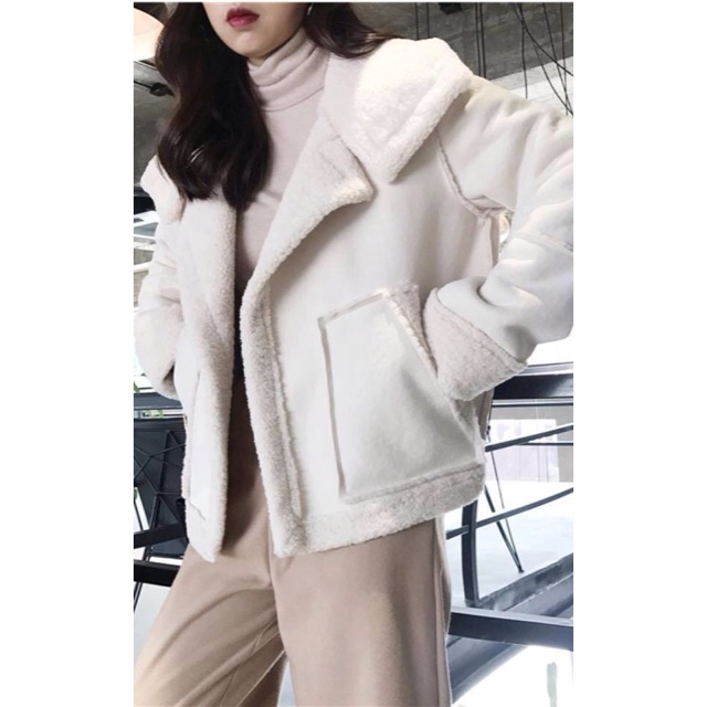 White suede jacket with cotton lining | Shopee Philippines