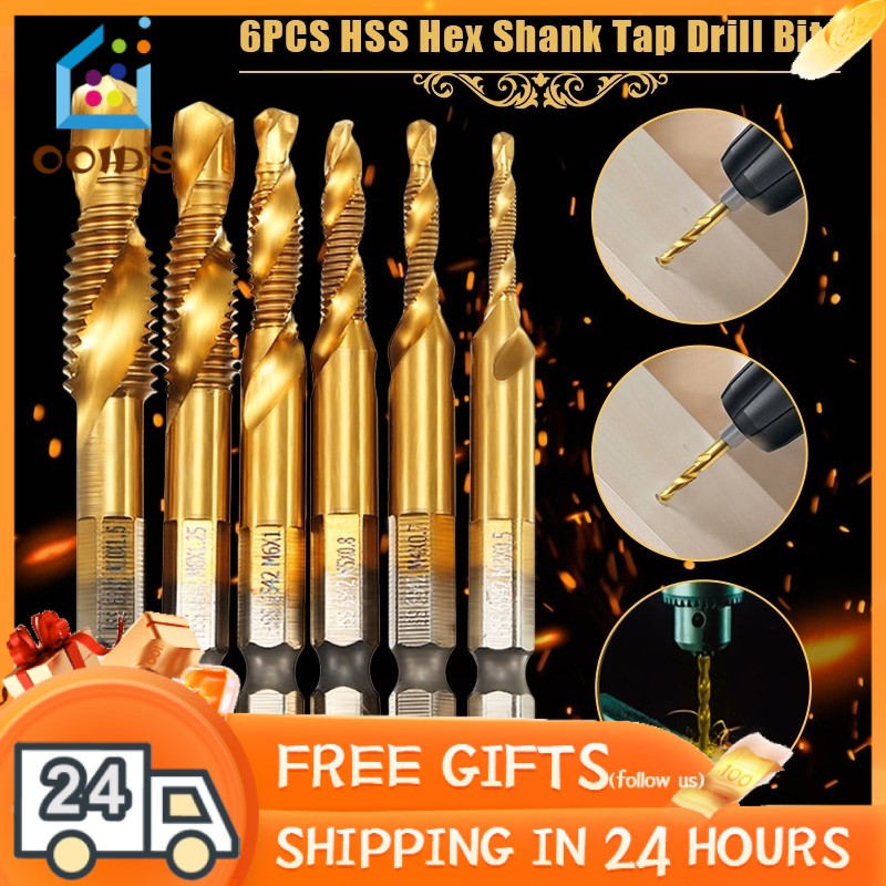 [Ready Stock] 6Pcs/Set Hex Shank Titanium Plated Screw Metric Thread ...