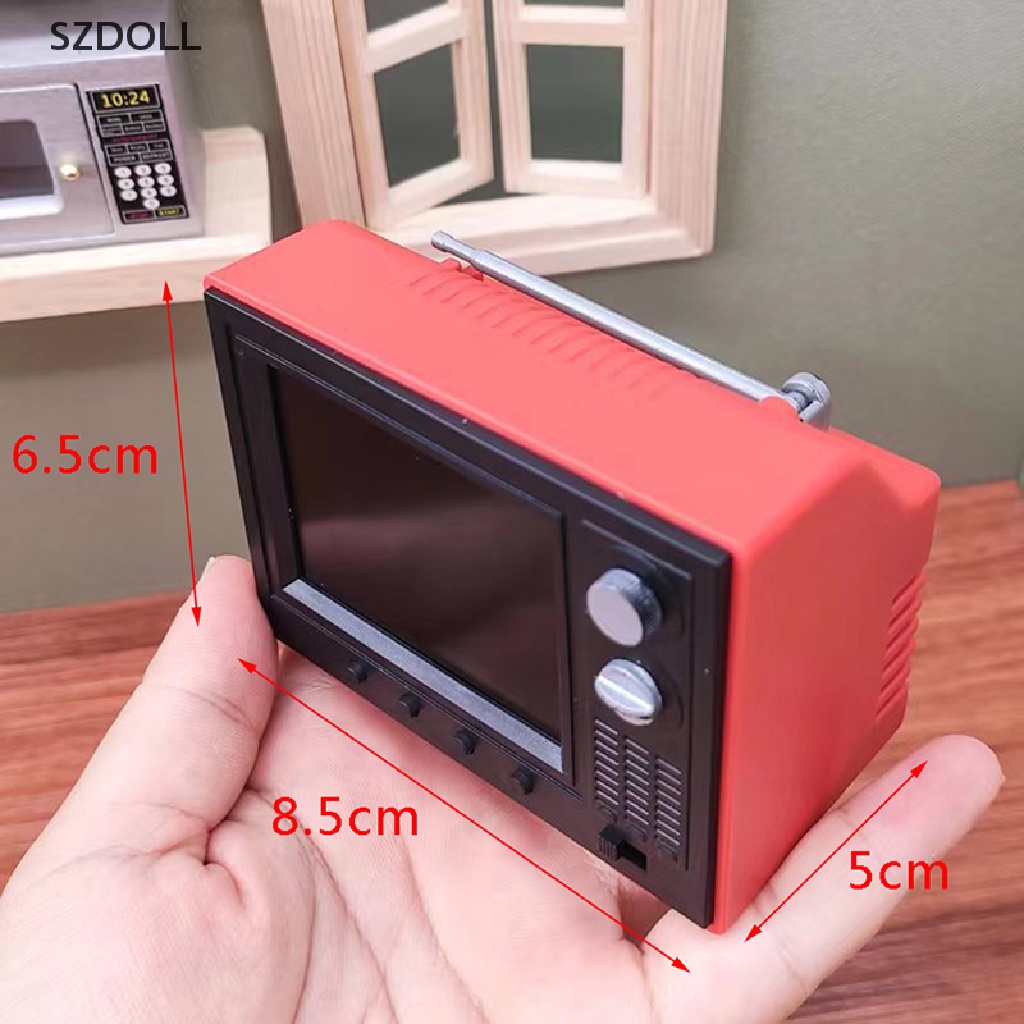 [cxSZDOLL] 1:12 Doll house Mini playable TV USB charging toy ornament ...