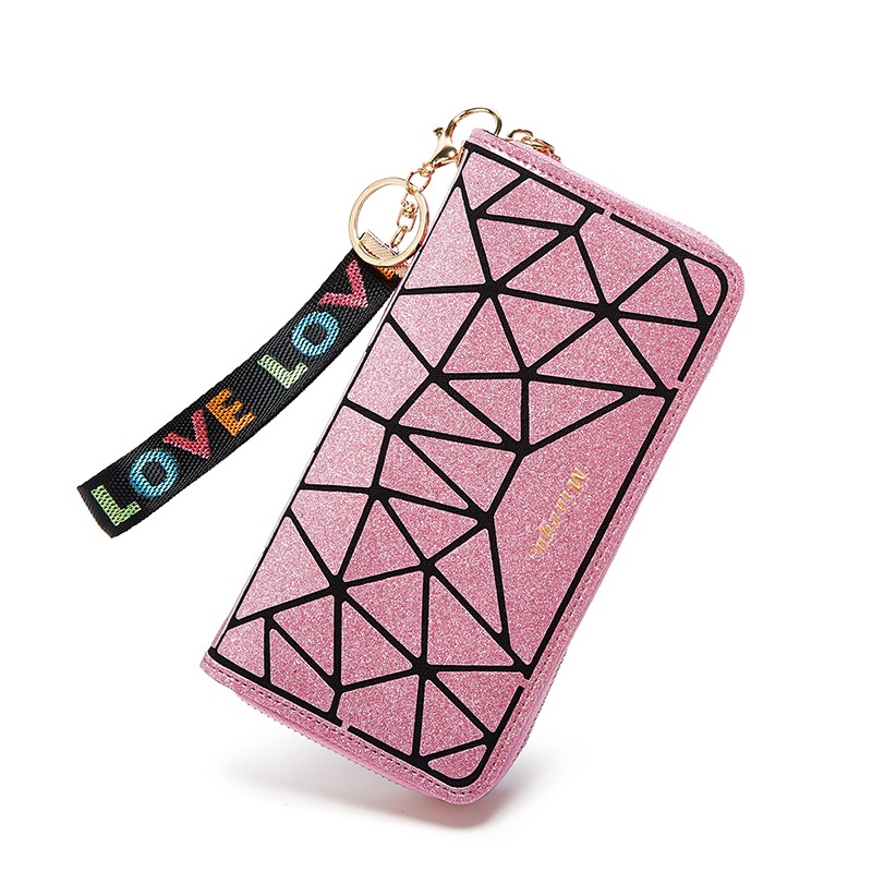 WOMEN'S LONG WALLET PARTY MONEY CARD SLOTS ZIPPER SHORT STRAP PINK ...