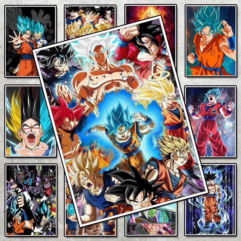 Japanese Anime Dragon Ball Goku Cartoon Decorative Painting for Living ...