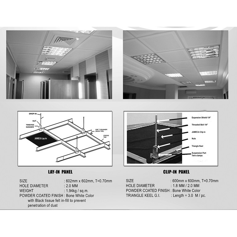 JAMECA ALUMINUM CEILING PANEL LAY IN 2x2 PLAIN | Shopee Philippines