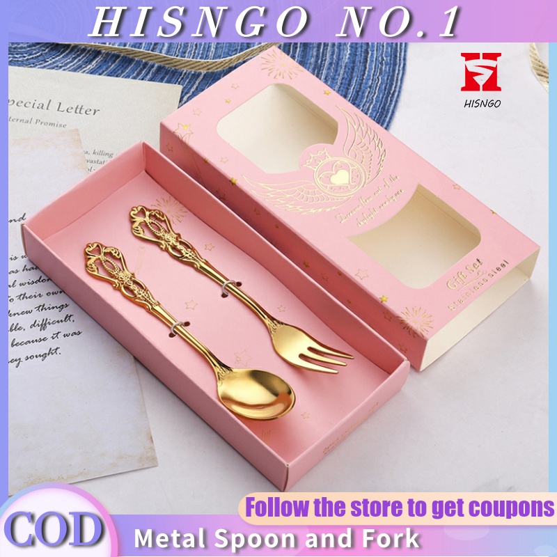【Local Delivery】 Metal Spoon and Forkfor with Box Gifts Wedding ...