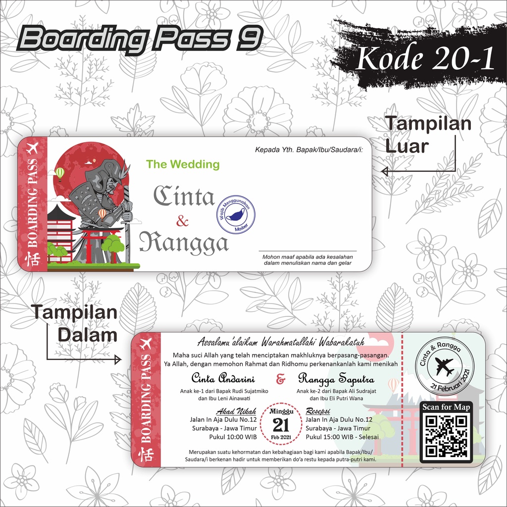 Unique & Quality Boarding Pass Wedding Invitation by Designplus Code 20 ...