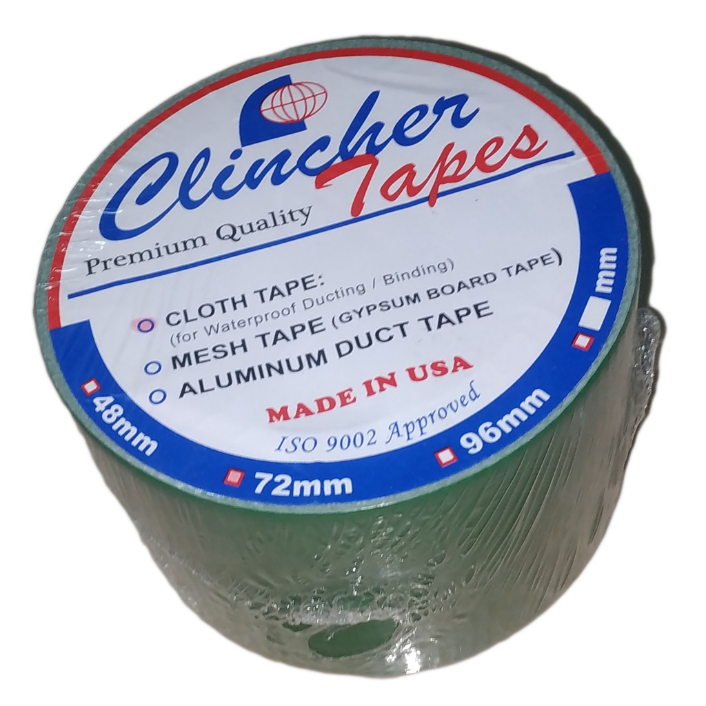 CLINCHER GREEN CLOTH DUCT TAPE 3" X 25 METERS FOR WATERPROOF DUCTING ...