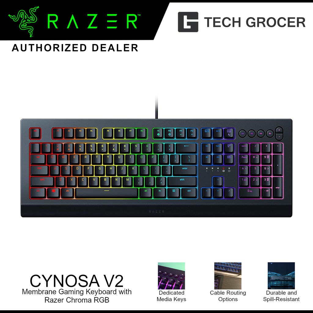 Razer Cynosa V2 Wired Membrane Gaming Keyboard with Chroma RGB Lighting ...