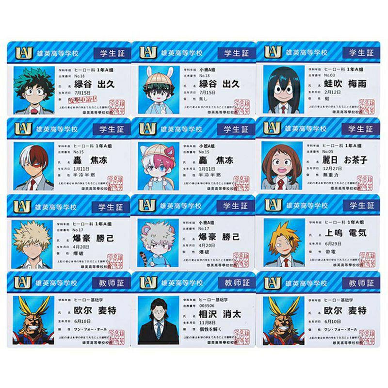 11pcs My Hero Academia Character ID Card Student(set 11pcs) | Shopee ...