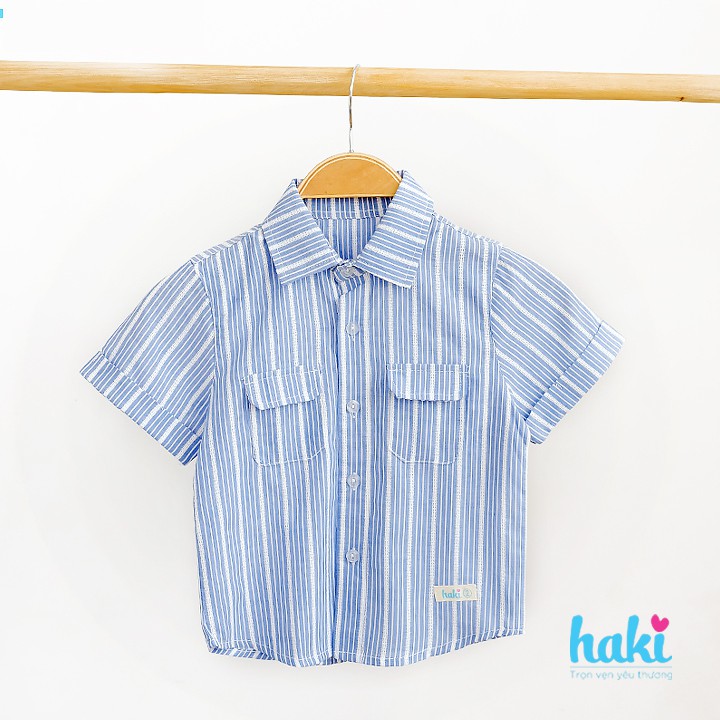 Haki HK201 boys' short sleeve shirt (light blue striped pattern ...