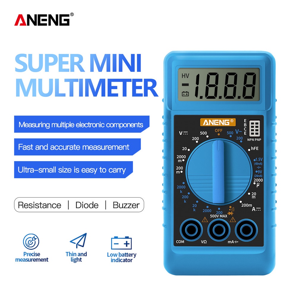 Aneng Dt182 Mini Digital Multimeter Ncv Tester Esr Meter True Rms ...