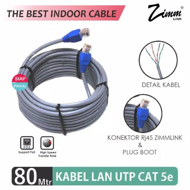 Lan Cable UTP Cat 5e Indoor CCA SPECTRA Ready To Use 80meter | Shopee ...