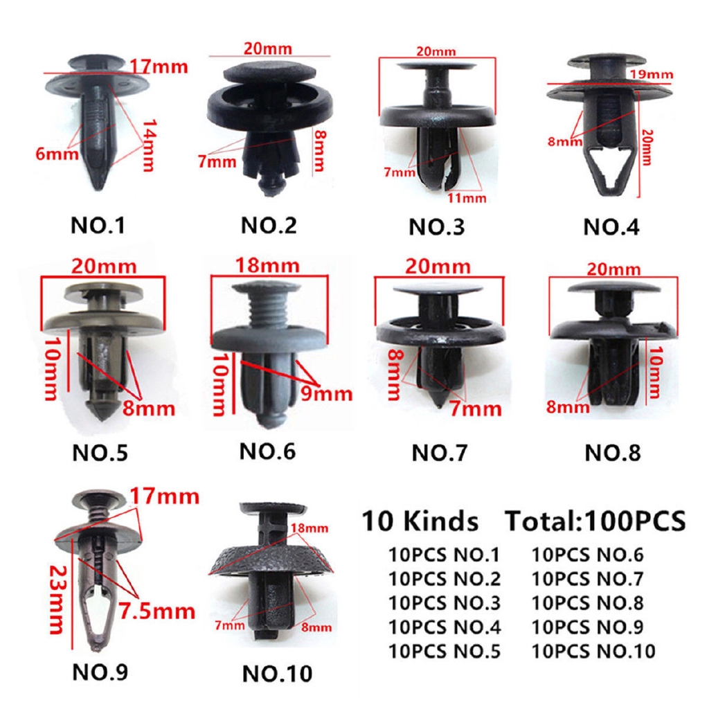 100Pcs Car Bumper Screw Rivets Set For Auto Fastener Clips | Shopee ...