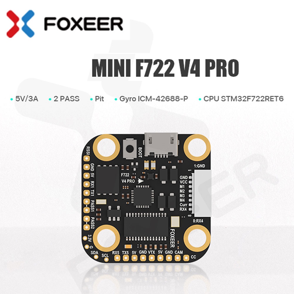 Foxeer Mini F722 V4 Pro FPV Flight Controller Build-In Pit PASS F722 2-6S 20X20mm for FPV ...