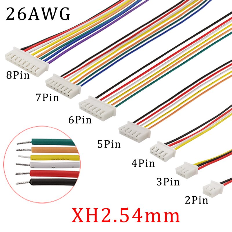 50Pcs 26AWG JST XH2.54 Male Plug Wire Connector 2.54mm Pitch 2/3/4/5/6 ...