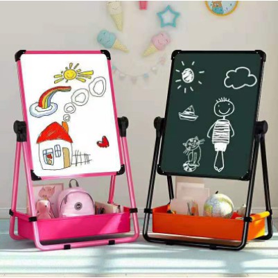 2 in 1 Kids Art Drawing Board Whiteboard & Blackboard Double Sided ...