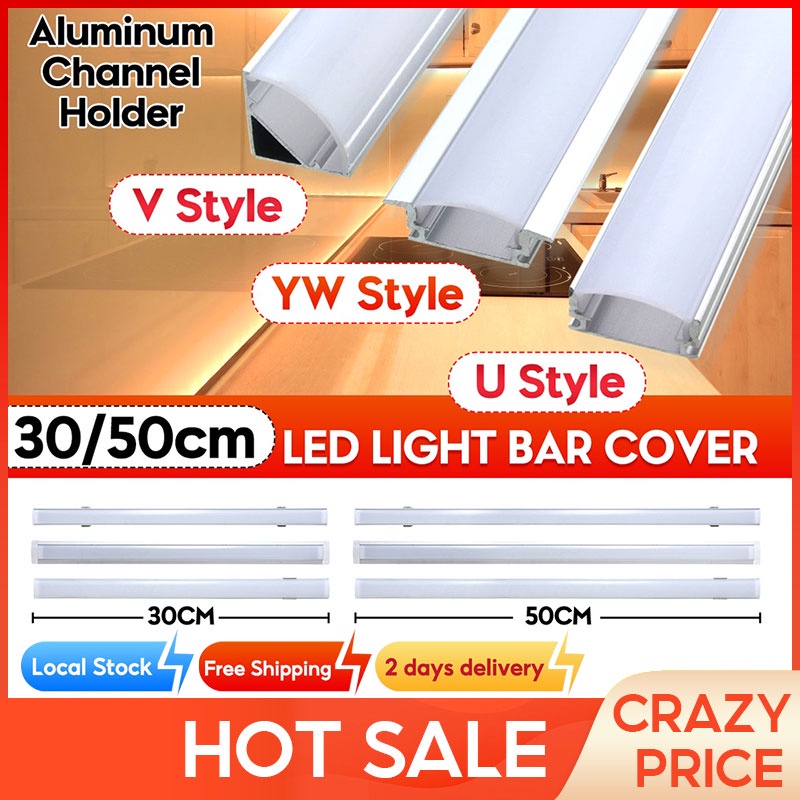 30/50cm LED Light Bar Cover Aluminum Channel Holder Cover for Rigid LED ...