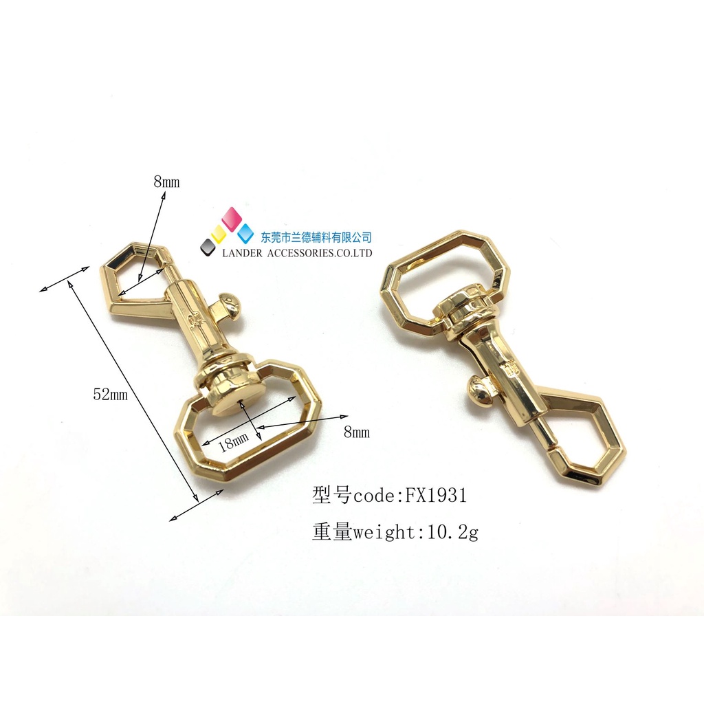 Kew-kew Open Close Hook LANDER / Dogclips / FX-1931 / 18mm bag strap ...