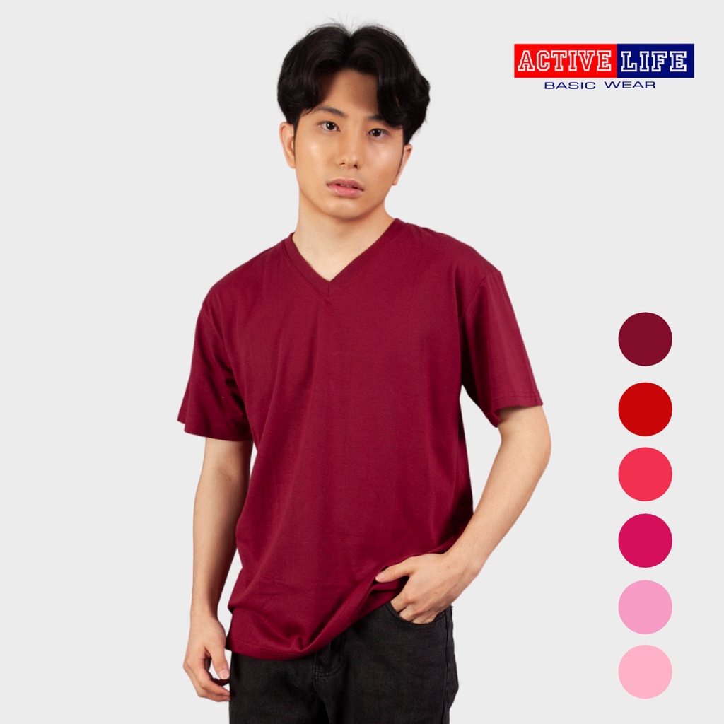 Active Life V-Neck Unisex Shirt (Red Collection) | Shopee Philippines