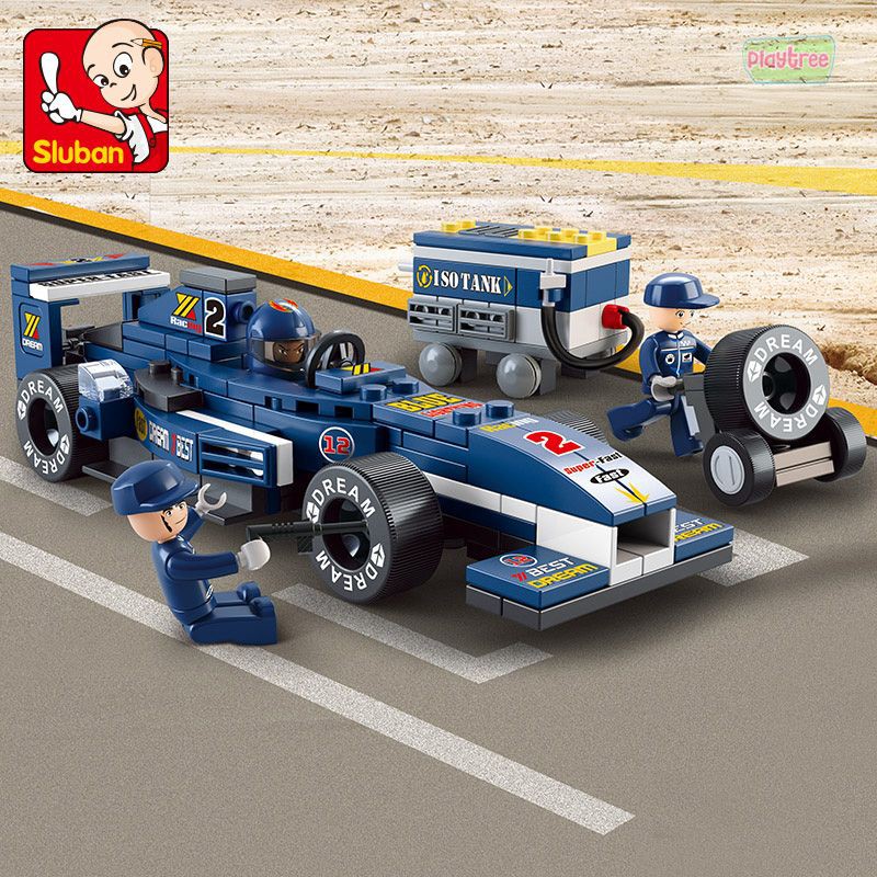 Sluban Block Toy Racing Car Blue Lightning Racing Car M38-B0351 Boys ...