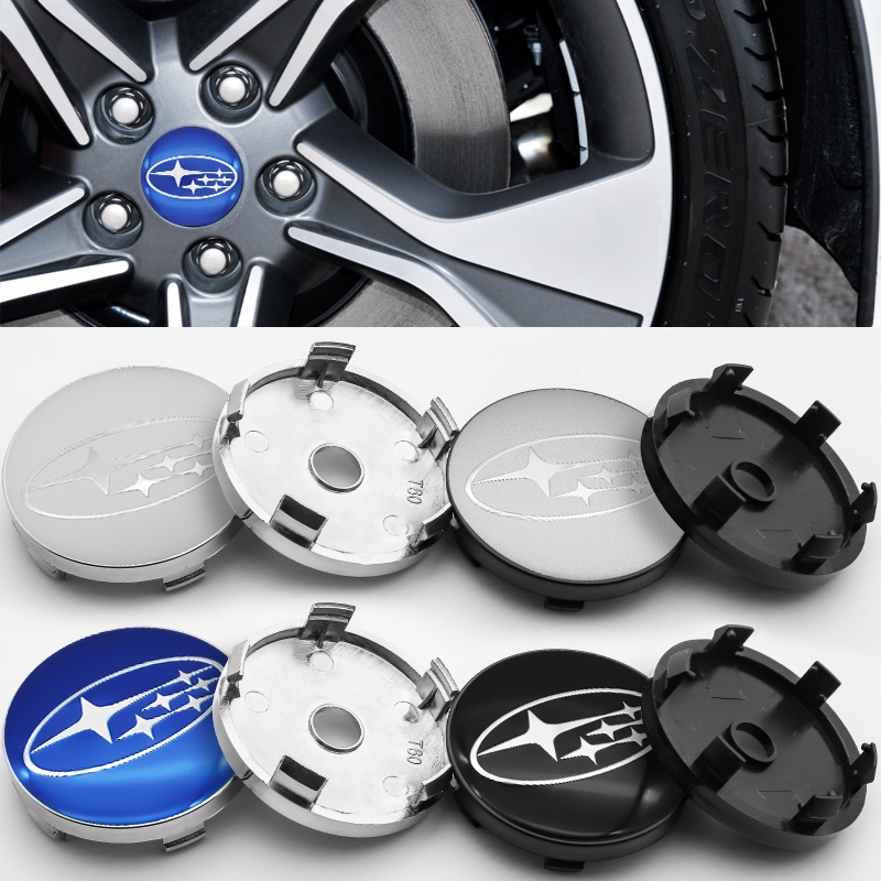 Subaru 60mm 4pcs tire center hub cover replacement badge wheel center ...