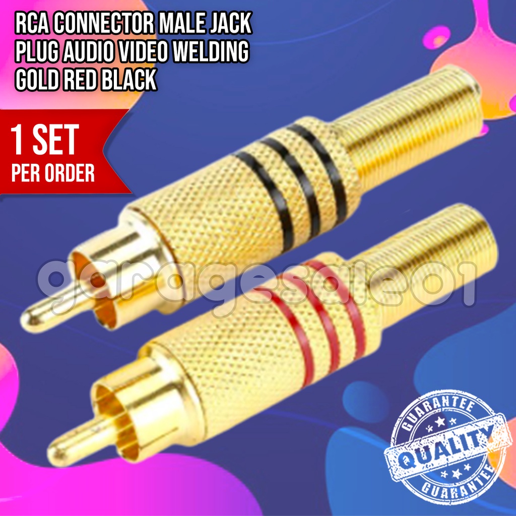 RCA Male Plug Metal Audio Phono Solder Adapter Connector Black+Red (SET) | Shopee Philippines