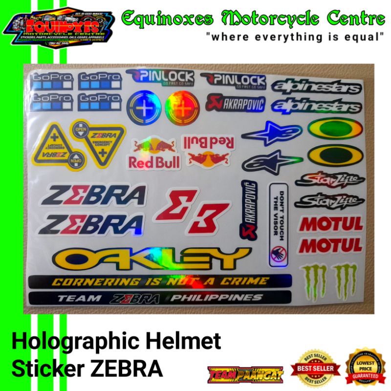 Helmet Sticker Visor Holographic Zebra Brand | Shopee Philippines