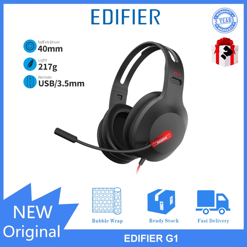 EDIFIER G1 Over-Ear Wired Headphone with Microphone 40mm Driver USB/3 ...