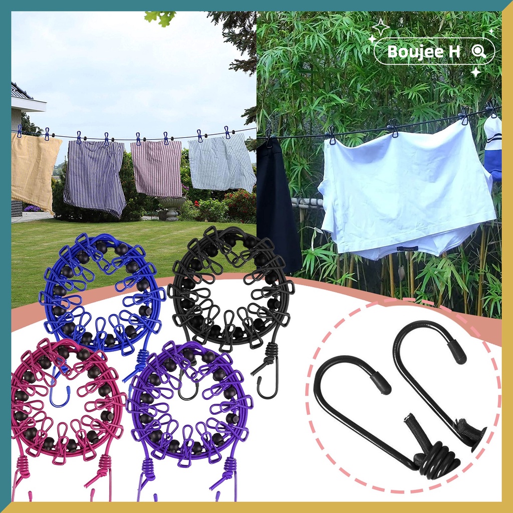 180cm 12 Clips Multifunction Drying Rack Clothes Line with Cloth ...