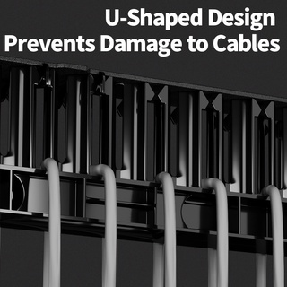 AMPCOM 1U Plastic Rack Mount Horizontal Cable Manager Duct Raceway For ...
