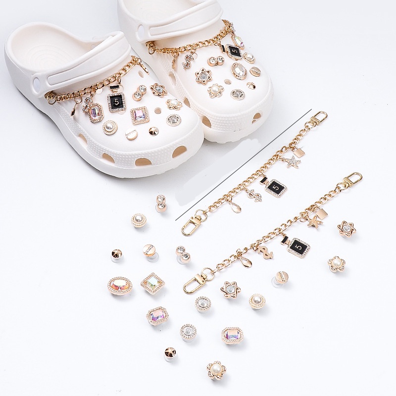 Jibbit Gems Set 16pcs Metal Rhinestone croccs jibits Set Gold Jewelry ...