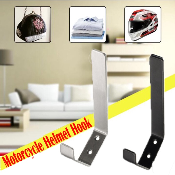 Motorcycle Helmet Hook Stainless Steel Wall Mount Large Clothes And ...