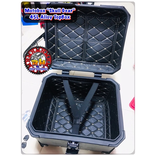Motobox "SKULL GEAR" 45L (w/ FREE BACKREST) Alloy TopBox | Shopee Philippines