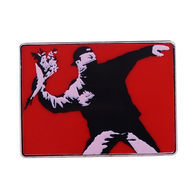 Banksy Love Is In The Air Enamel Pin Street Art Grafitti Brooch Badge Jewelry T Shopee