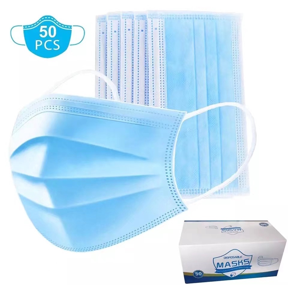 face mask Disposable mask Blue Facemask 50PCS with box face mask ...