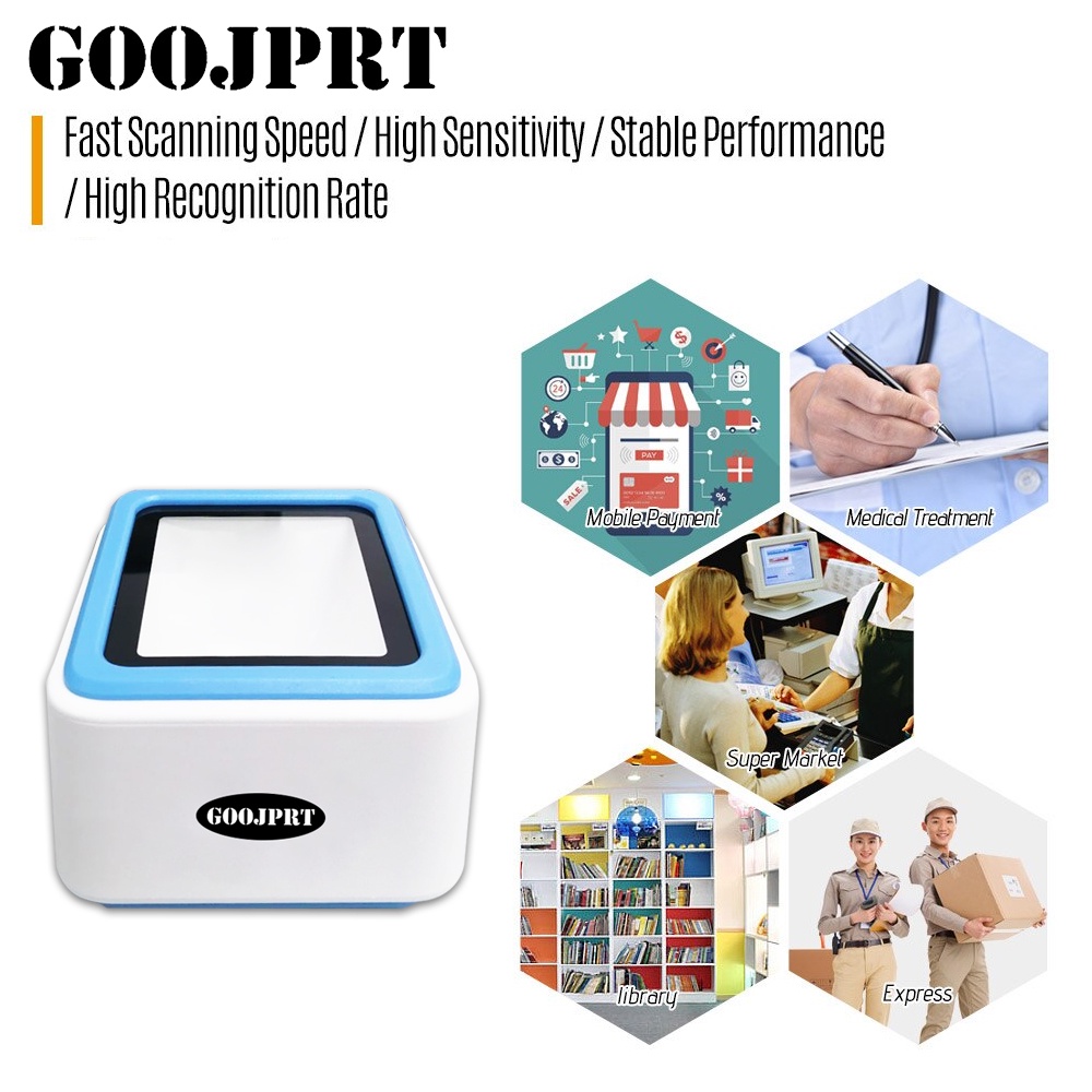 GOOJPRT MP2300 1D/2D/QR Bar Code Scanner CMOS Image Desktop Barcode ...