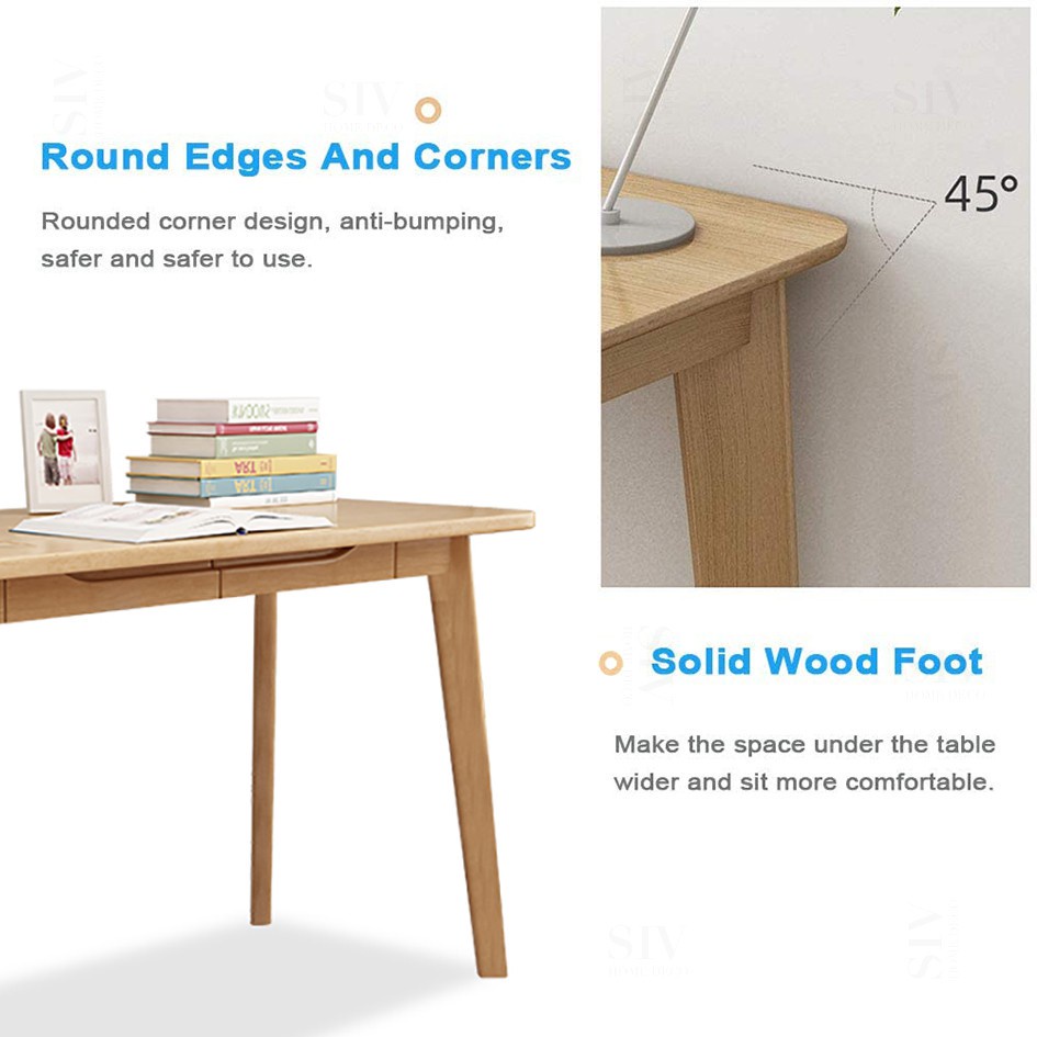 Solid Wood Computer Table Study Desk Home Office Desktop Working Table ...