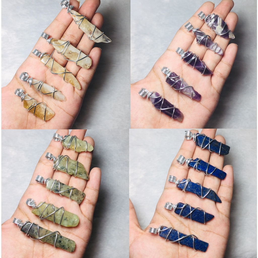 Clear Crystals Quartz Silver Wire Wrap Stone Crystal Charm Pendant ...