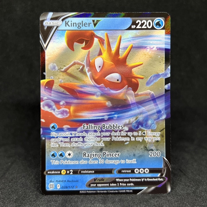 Pokemon TCG Kingler V Ultra Rare 028/172 2022 Sword & Shield Brilliant Stars Trading Card ...