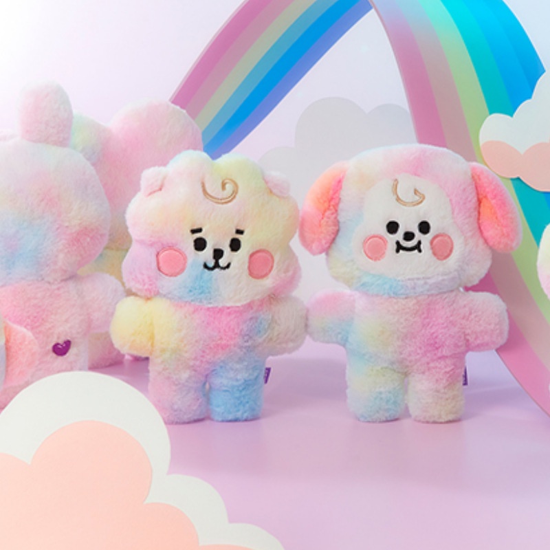BTS V Cotton Candy Rainbow BT21 Plush Doll Pendant Cartoon Keychain ...