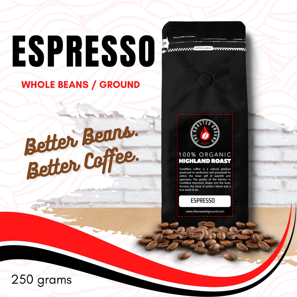 Espresso (Dark Roast) - 250g - Premium Coffee (Whole Beans / Ground) - The Roasted Ground ...