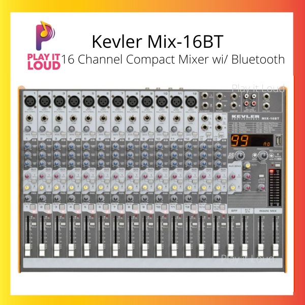 Kevler MIX-16BT Professional Mixer with 16 Channel 12 Mic / Line 2 Aux Mixer with 24 Bit 99 DSP ...