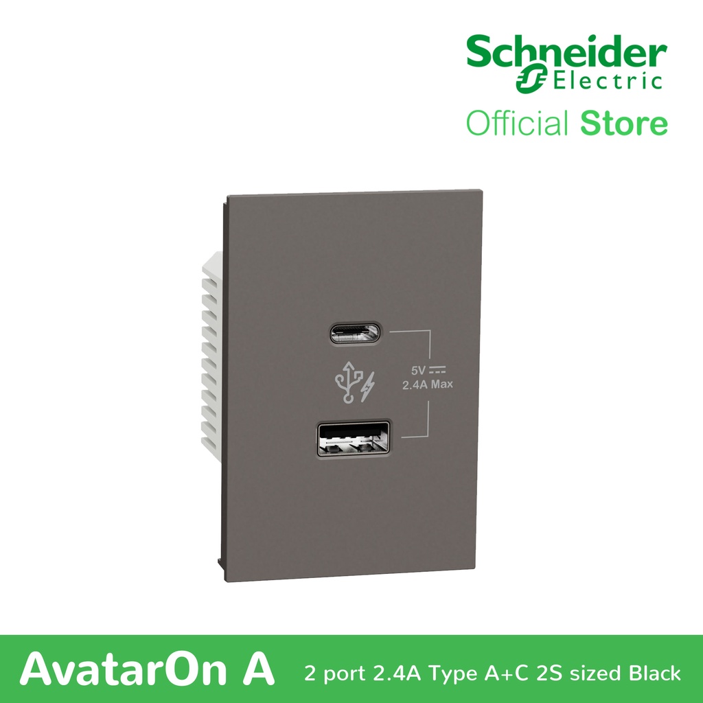 Schneider AvatarOn A 2 USB port 5 V AC/DC USB Charger - BLACK (M3T_USB2 ...