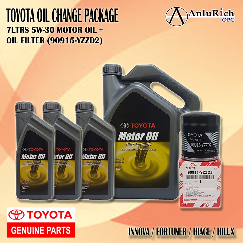TOYOTA INNOVA/FORTUNER/HIACE/HILUX OIL CHANGE PACKAGE 7LTRS 5W-30 MOTOR ...