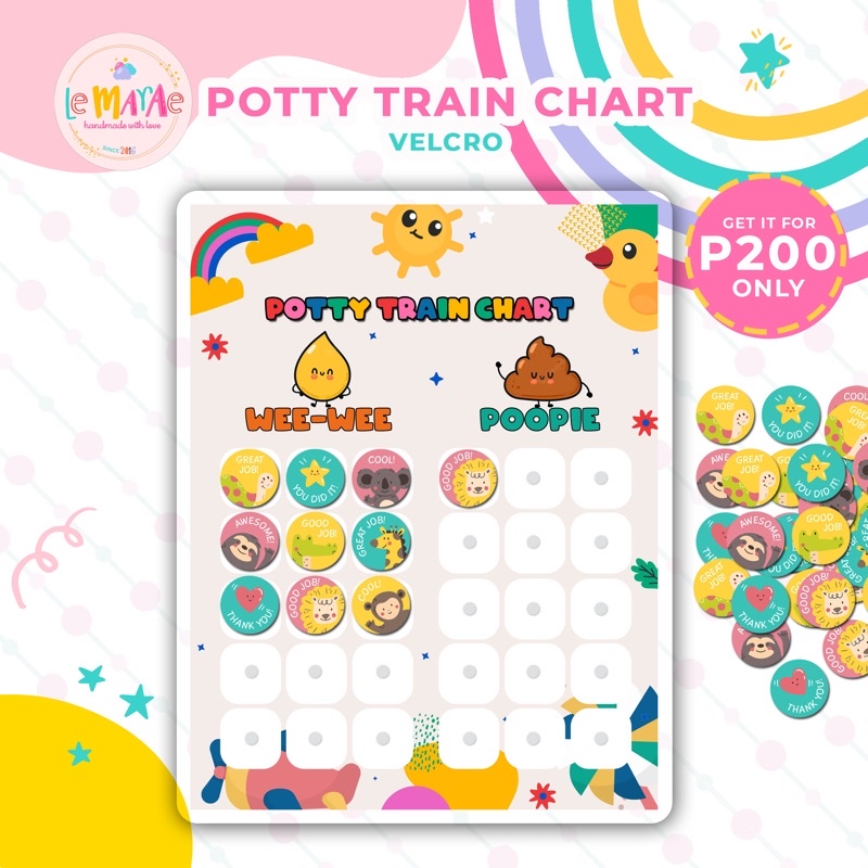 POTTY TRAINING CHART VELCRO Laminated Velcro Busy Book Educational ...