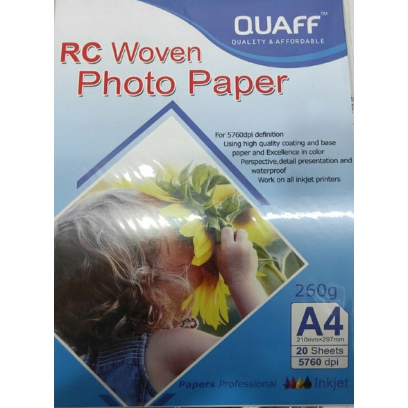 QUAFF RC WOVEN Photo paper 260g A4 size (20sheets) | Shopee Philippines
