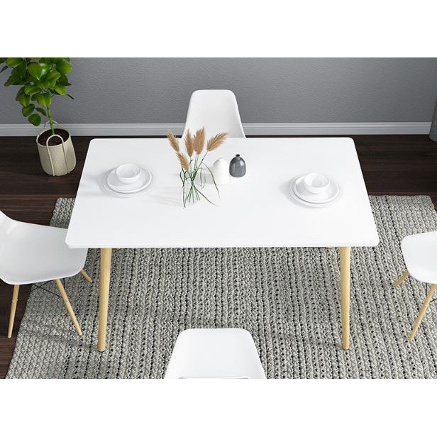 Nordic Scandi Dining Table 80*50*72cm 100*60*72cm mdf (White) 4 seater ...