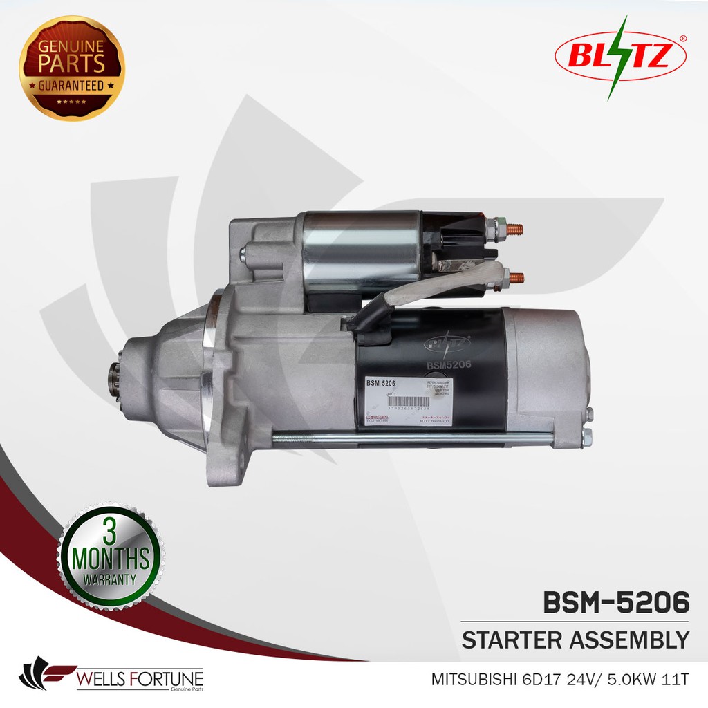 MITSUBISHI 6D17 24V 11T 5.0KW BLITZ STARTER ASSEMBLY (1 PC) | Shopee ...