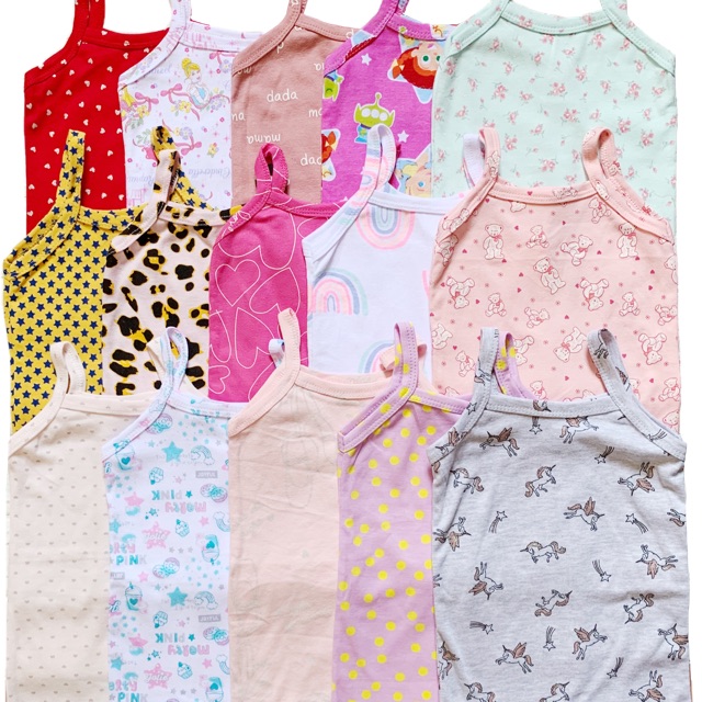 Kids Printed Cotton Sleeveless Spaghetti Strap Sando For Girls 1-3 ...