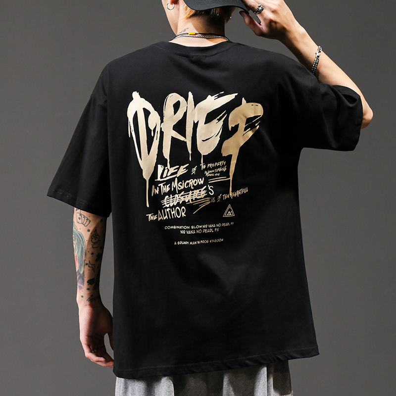 Mollge Korean Vintage Tshirt For Men Hip Hopr New Trend Short Sleeve